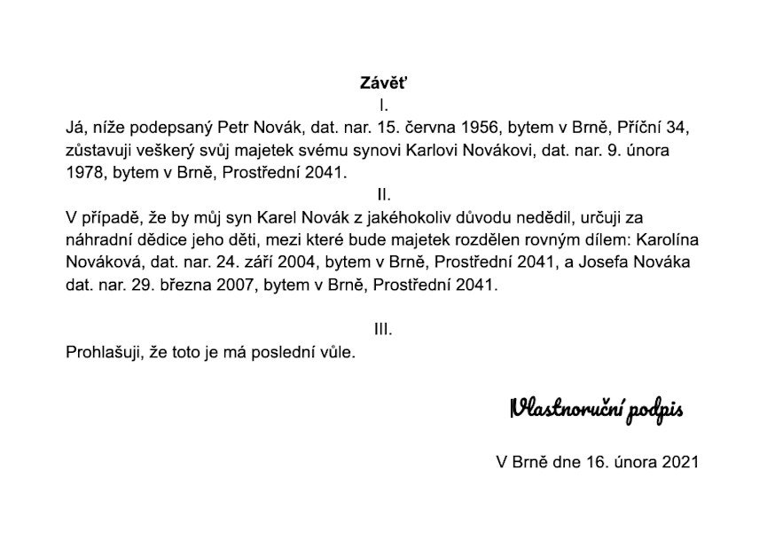 Závěť 2025 - Jak ji napsat, aby byla platná? | Goodbye.cz