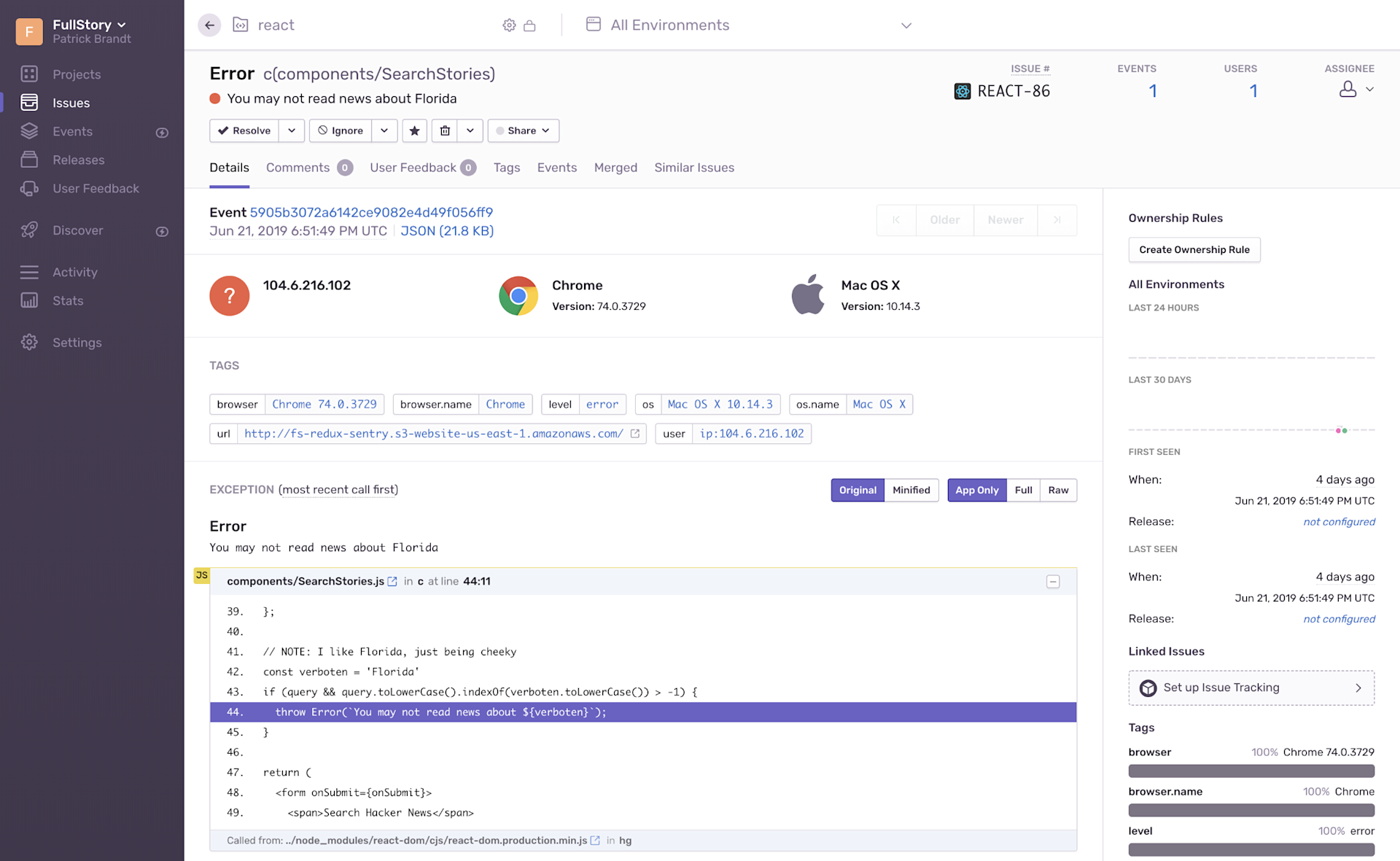 Understanding React Redux Errors With Sentry And Fullstory Fullstory