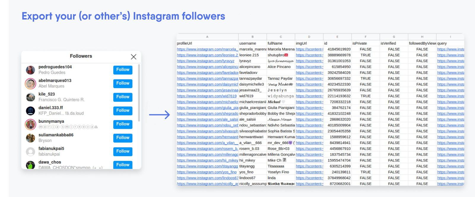 How to export Instagram followers to Excel or a spreadsheet | PhantomBuster