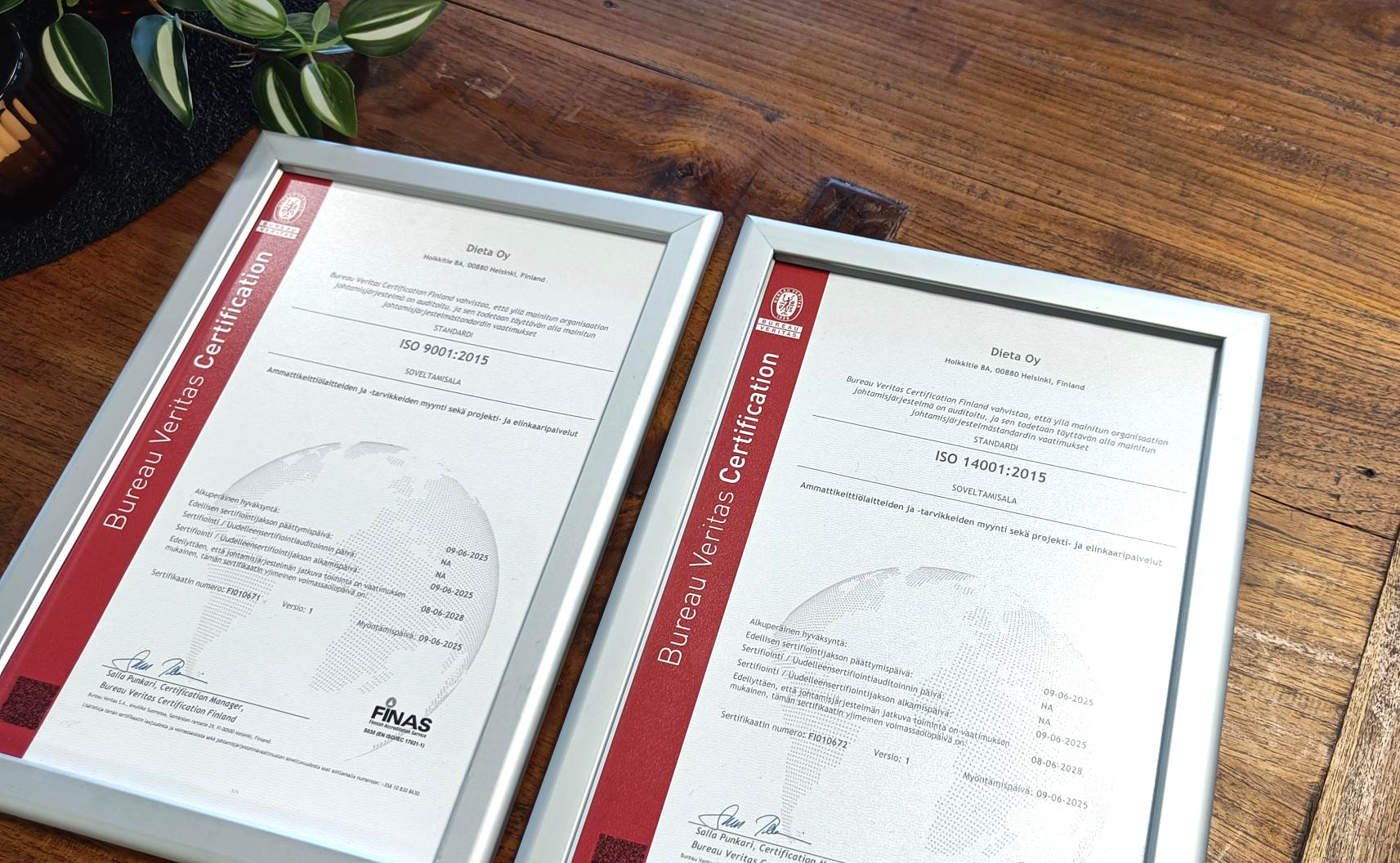 Dieta Oy:lle ISO 9001- ja ISO 14001 -sertifikaatit – vahva osoitus ...