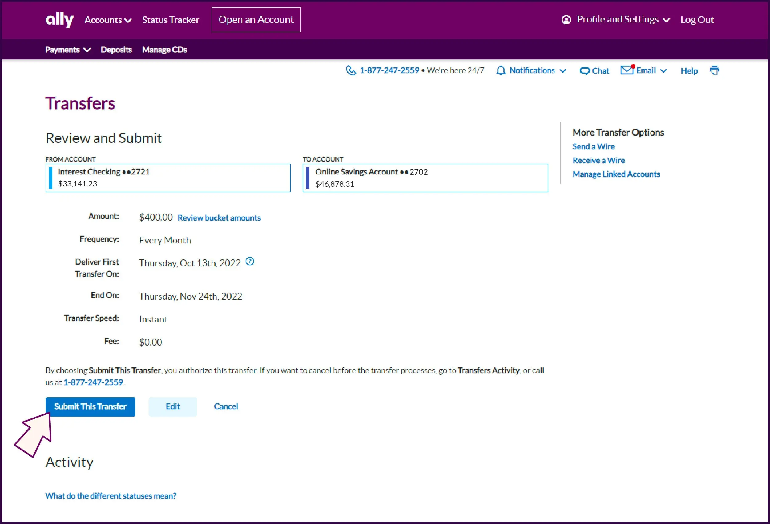 How to Set Up Recurring Transfers | Ally