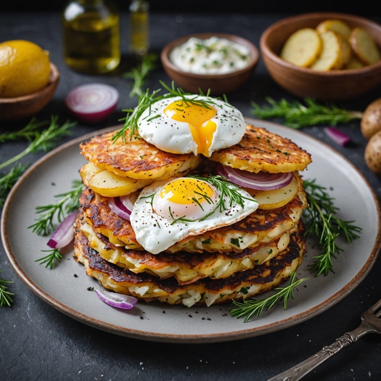 How Many Calories Does Smoked Trout and Potato Rösti Stack Have? | Fastic