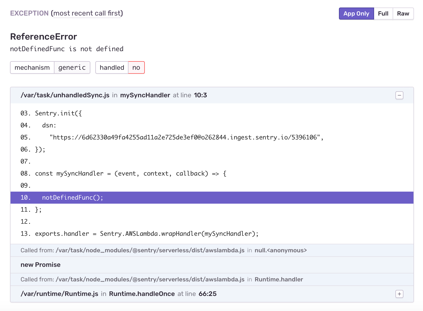 Debug Errors In Lambda Functions Product Blog Sentry
