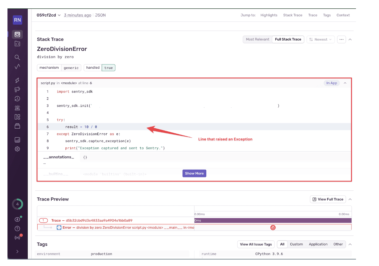 Guide to Errors vs Exceptions in Python | Product Blog • Sentry