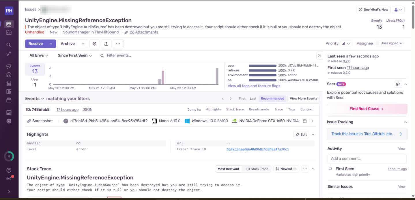 Using the Sentry Unity SDK for Error and Crash Reporting | Product Blog ... Using the Sentry Unity SDK for Error and Crash Reporting | Product Blog ...