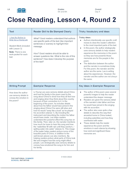 Teaching tools | National Summer School Initiative