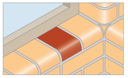 BN.5 Single Bullnose Header On Flat - Bullnose Bricks