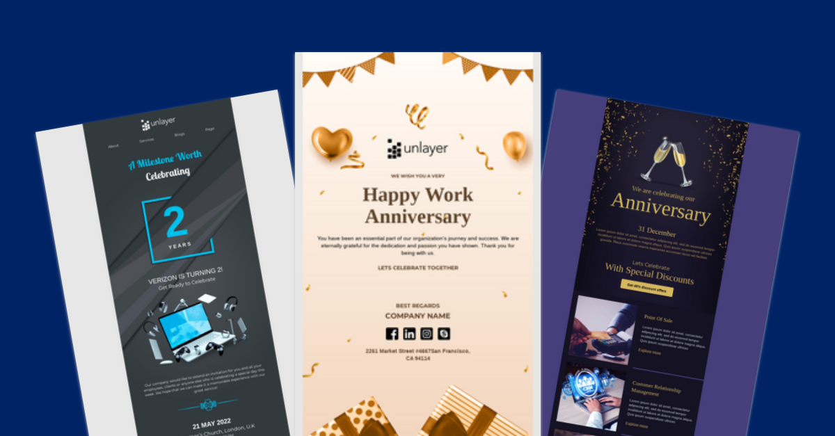 Free Email Templates for Anniversary | Unlayer