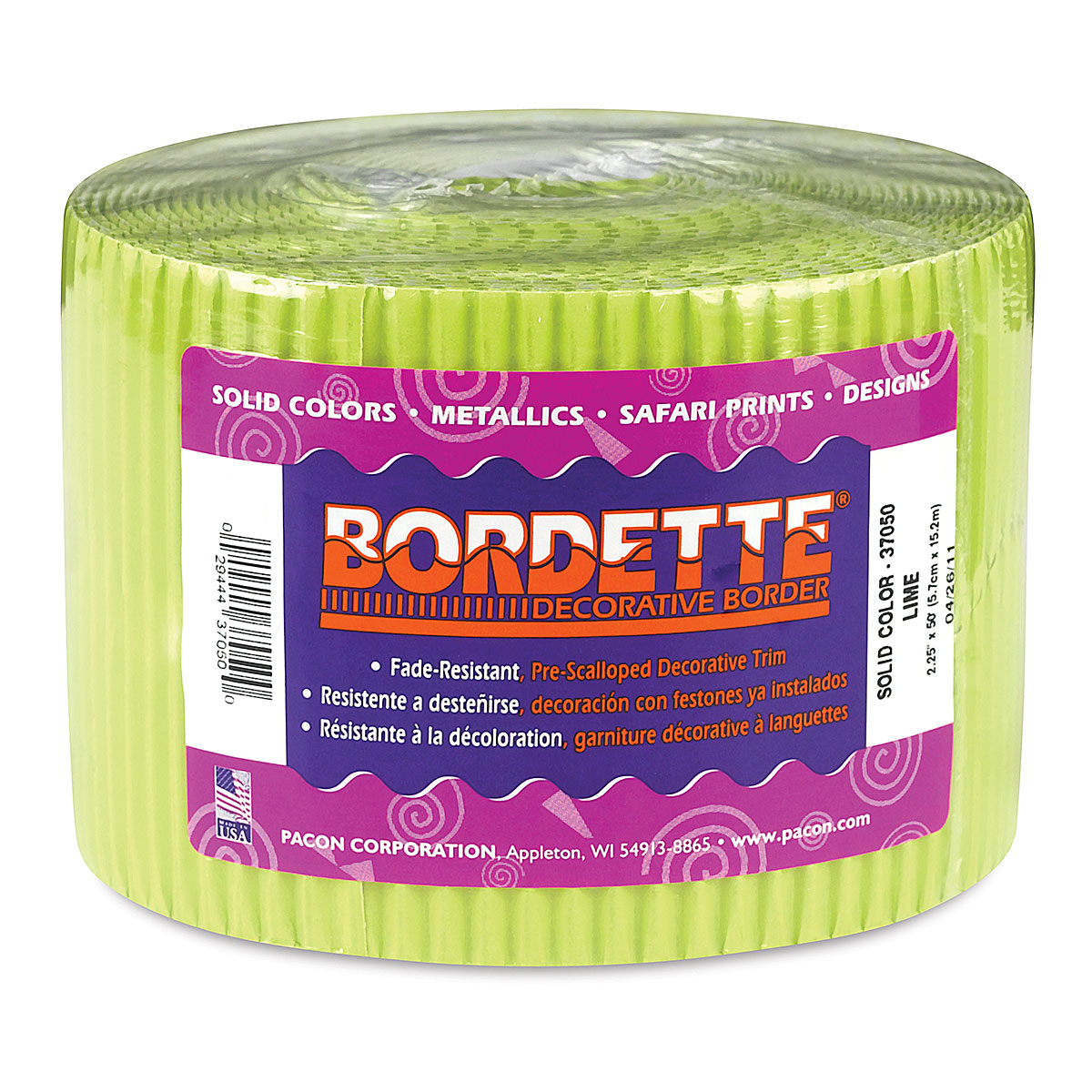 Bordette Scalloped Border - 2-1/4" x 50 ft, Lime Green | BLICK Art ...