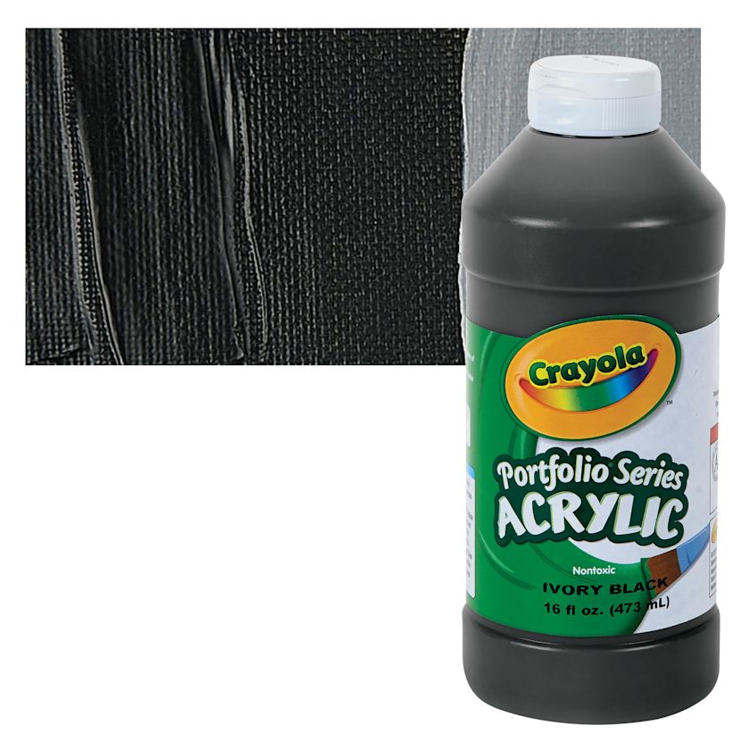 Crayola Portfolio Series Acrylics - Ivory Black, 16 oz bottle | BLICK ...