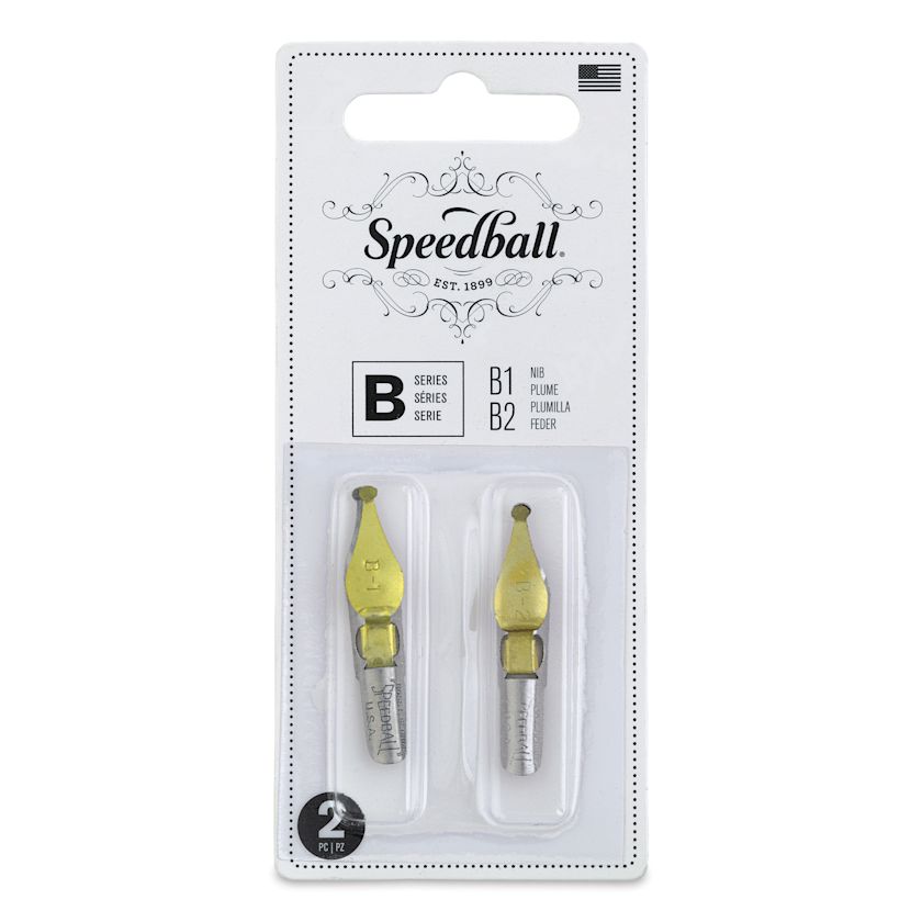Speedball Broad Edge B-Series Round Calligraphy Nibs - B1 and B2, Set ...