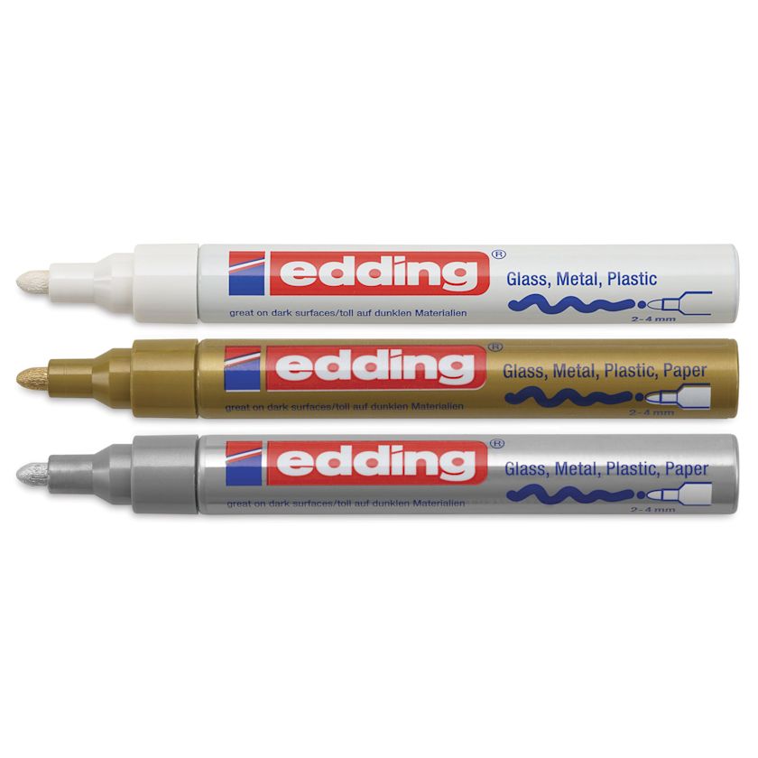 Edding Gloss Paint Markers - Metallic Colors, Set of 3, Round Nib, 2-4 ...
