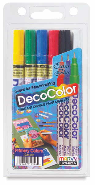 Decocolor Paint Markers - Primary Colors, Extra Fine Tip, Set of 6 ...
