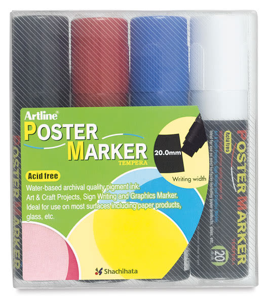 Artline Poster Markers - 20 mm Tip, Primary Colors, Set of 4 | BLICK ...