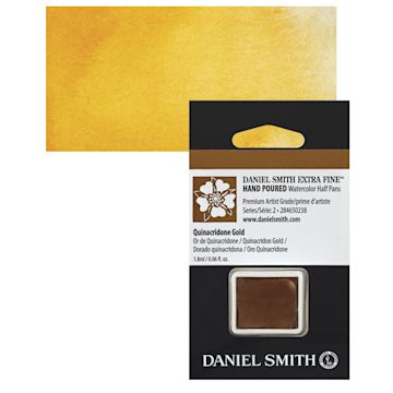 Daniel Smith Extra Fine Watercolor Half Pan - Quinacridone Gold | BLICK ...