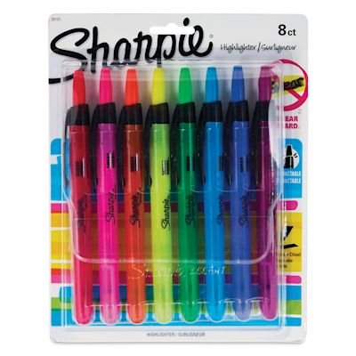 Sharpie Retractable Highlighters - Set of 8, Assorted | BLICK Art Materials