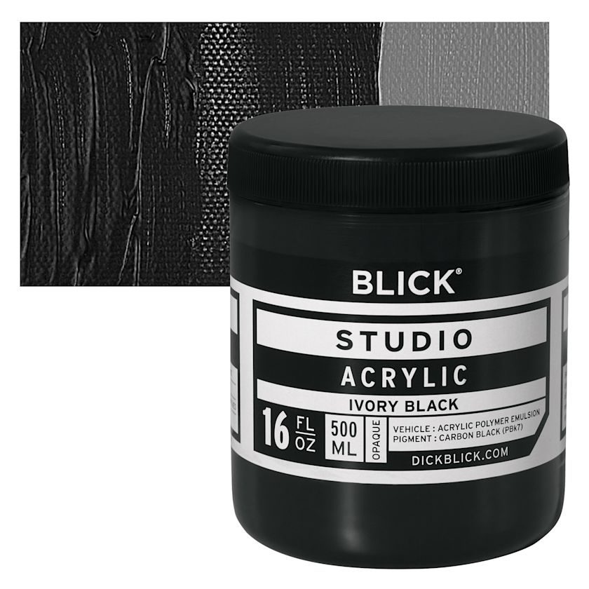 Blick Studio Acrylics - Ivory Black, 16 oz jar | BLICK Art Materials