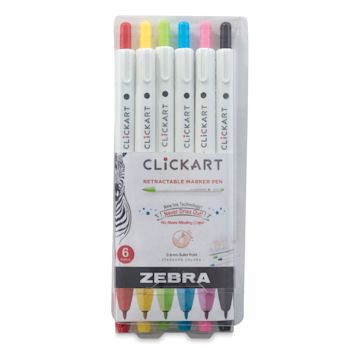 Zebra ClickArt Retractable Markers - Set of 6 | BLICK Art Materials