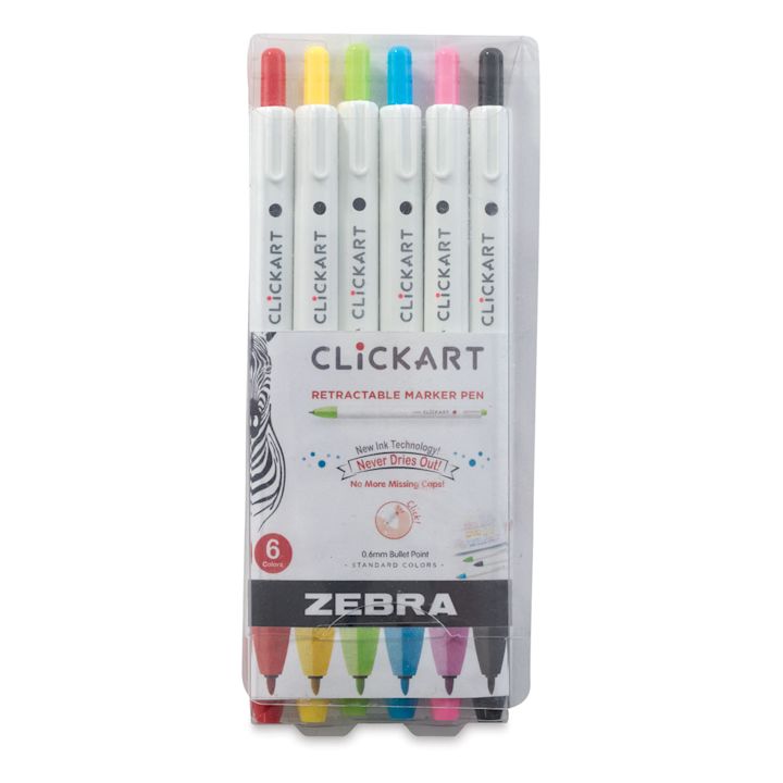 Zebra ClickArt Retractable Markers - Set of 6 | BLICK Art Materials