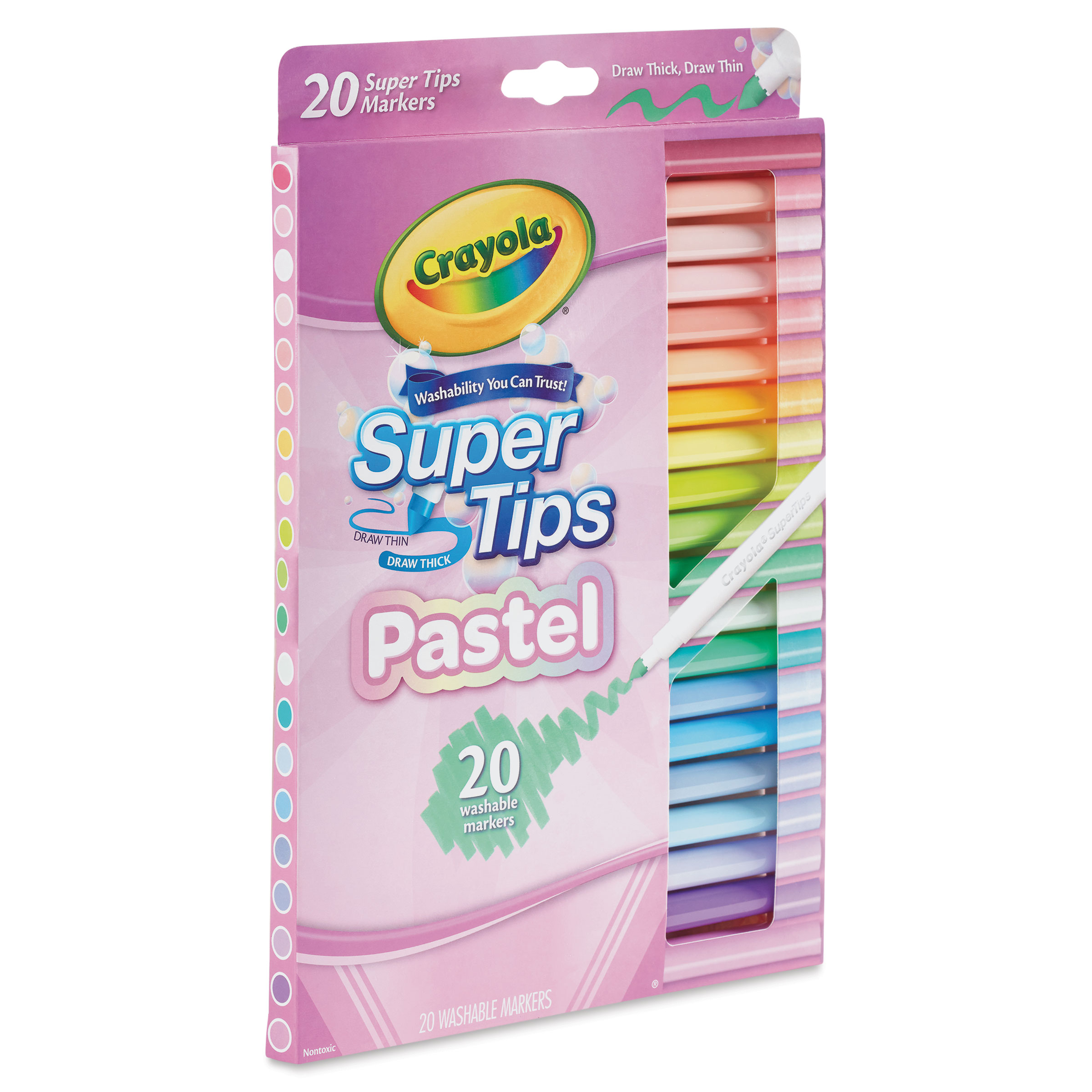 Crayola Super Tips Washable Marker - Pastel Colors, Fine Line, Set of ...