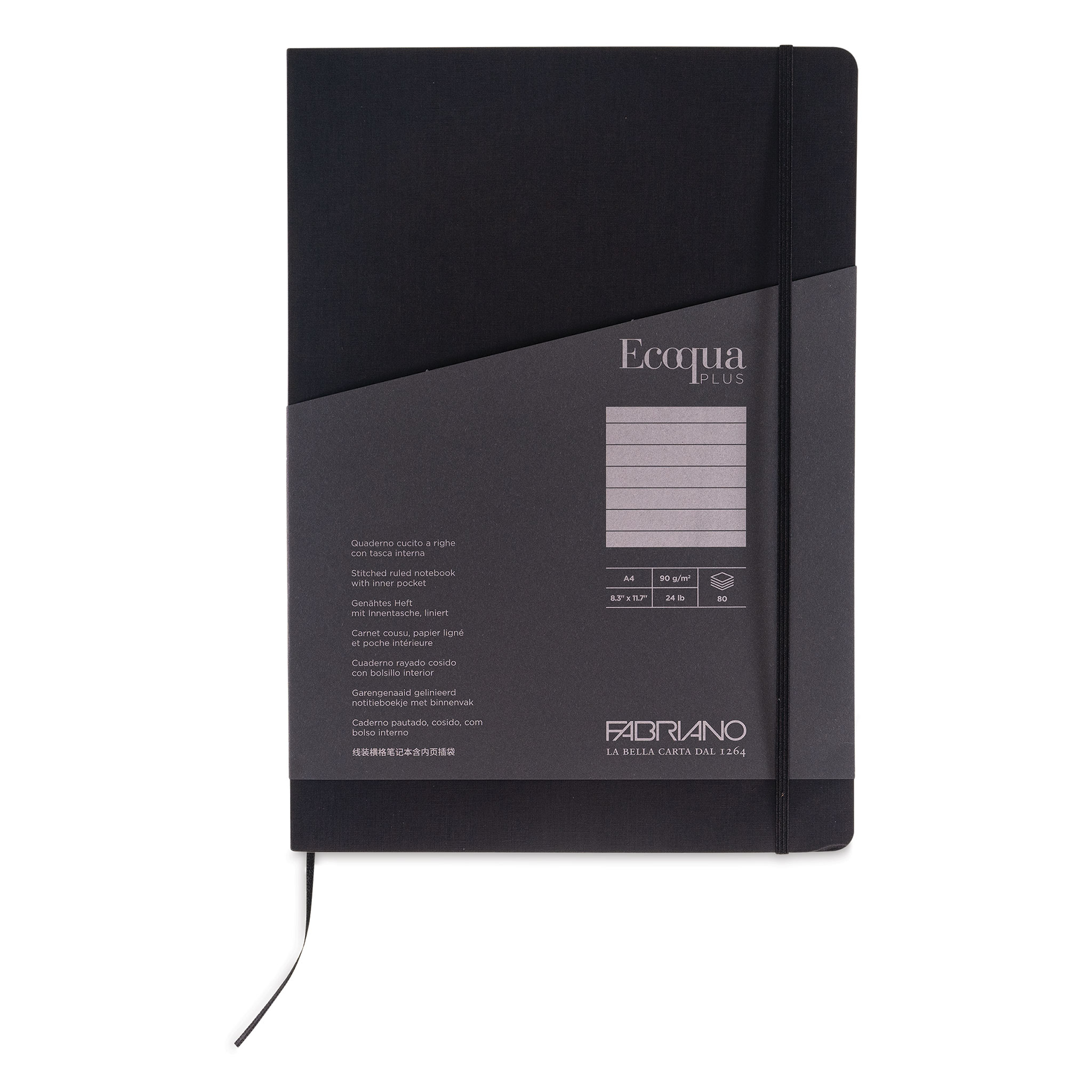 Fabriano EcoQua Plus Stitch-Bound Notebook - Black, 8-1/4" x 11-3/4 ...