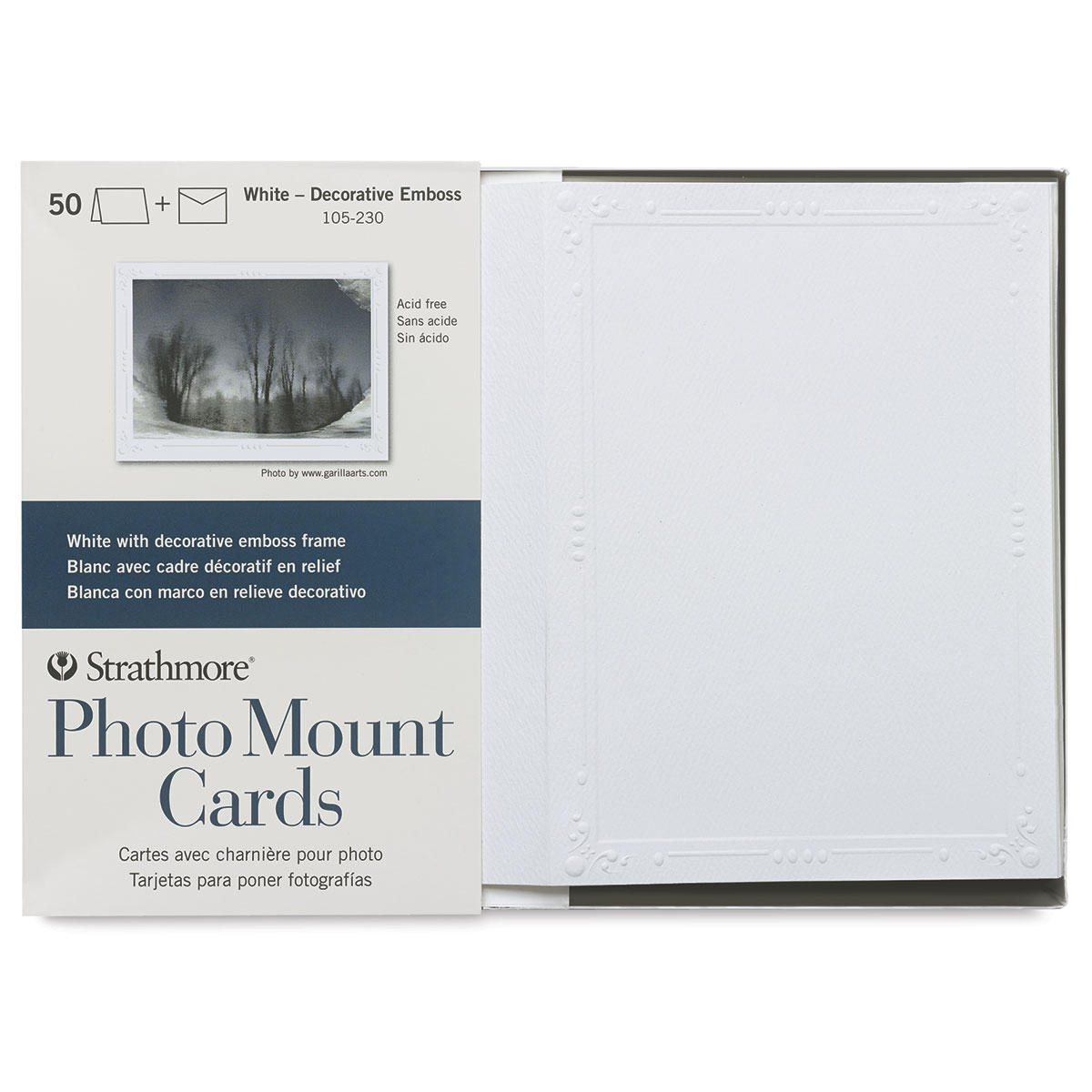 Strathmore Photo Mount Cards and Envelopes - White, Decorative Emboss ...