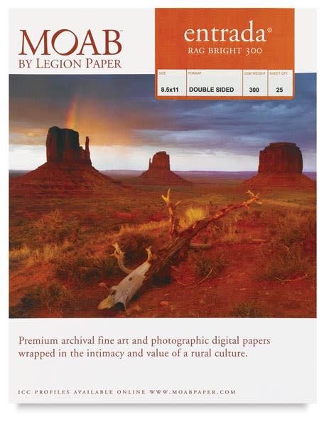 Legion Moab Entrada Digital Rag Paper - 8-1/2" x 11", Bright White, 300 ...