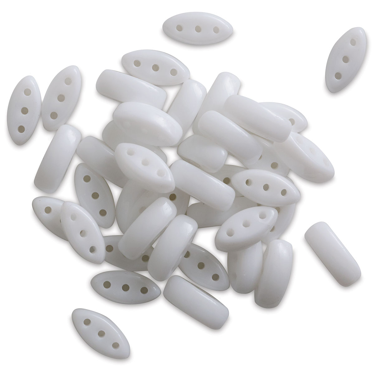 John Bead Czech Glass Cali Three-Hole Beads - Chalk White, Pkg of 40 ...