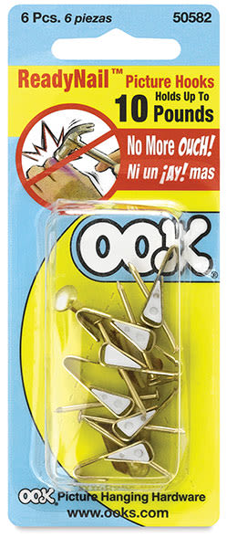 OOK ReadyNail Picture Hook Pack - 10 lb Capacity, Pkg of 6 | BLICK Art ...
