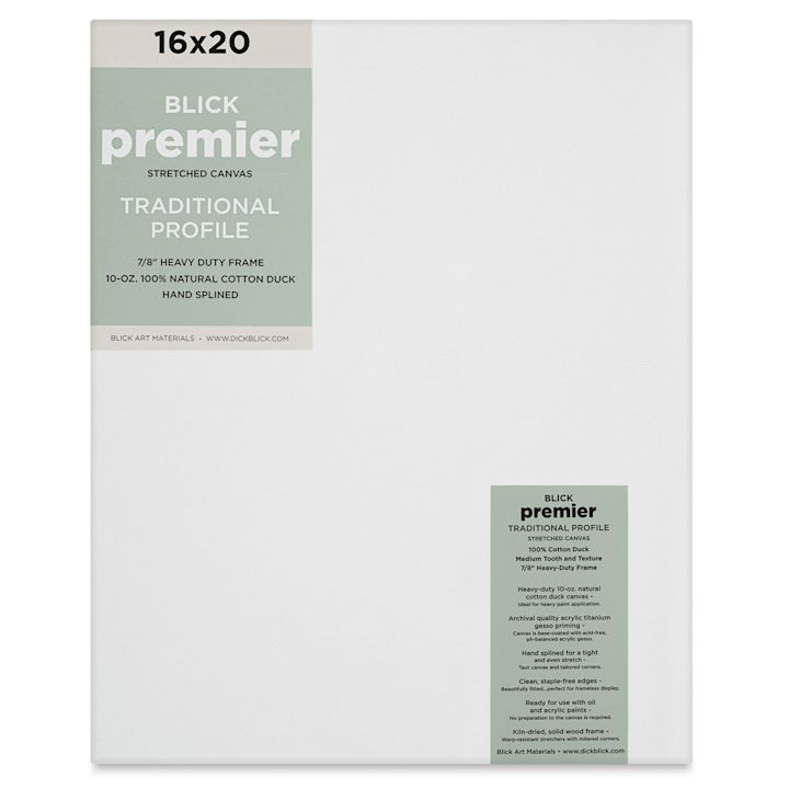Blick Premier Stretched Cotton Canvas - Traditional Profile, Splined ...