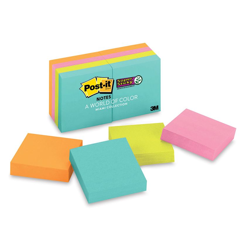 Post it Super Sticky Notes 1 7 8 X 1 7 8 Miami Collection Blank post-it-super-sticky-notes-1-7-8-x-1-7-8-miami-collection-blank