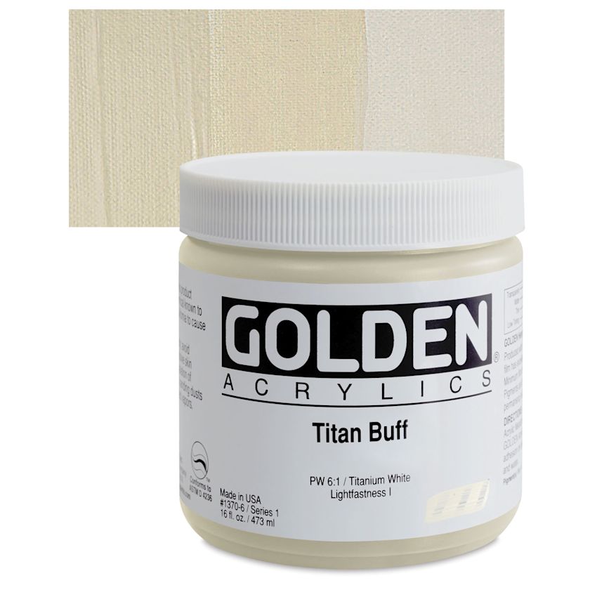 Golden Heavy Body Artist Acrylics - Titanium Buff, 16 oz Jar | BLICK ...