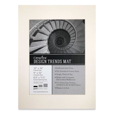 Crescent Pre-Cut Mat - Arctic White, 12" x 16" (8-1/2" x 11-1/2 ...