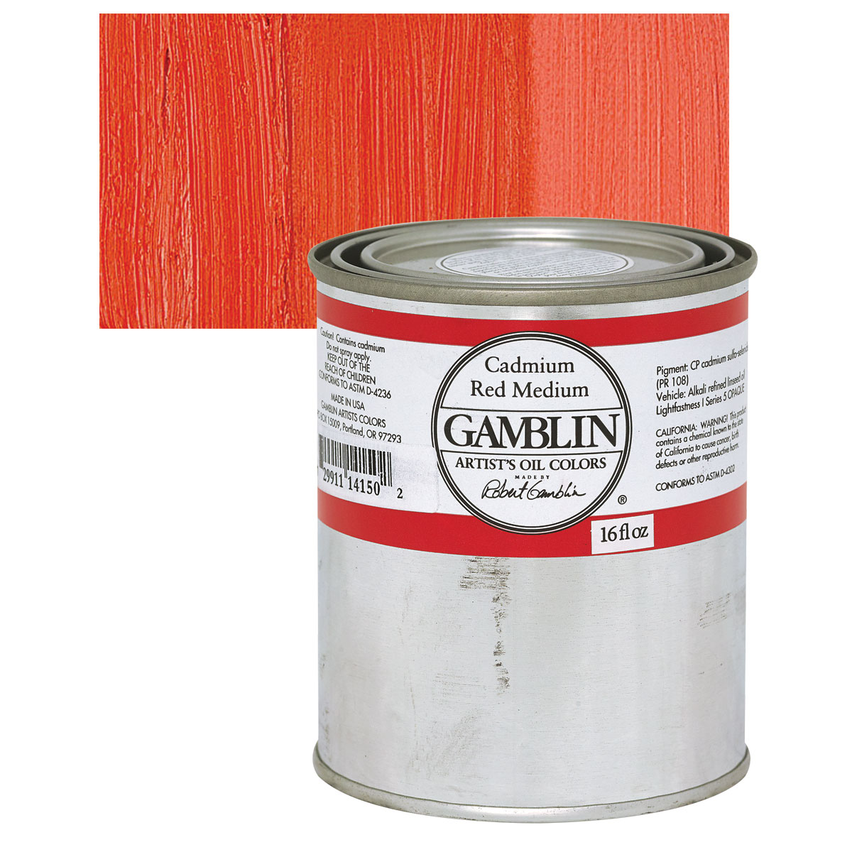 Gamblin Artist's Oil Color - Cadmium Red Medium, 16 oz Can | BLICK Art ...