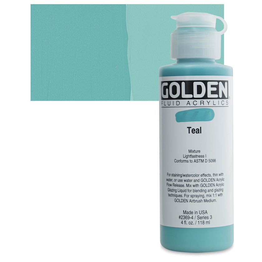 Golden Fluid Acrylics - Teal, 4 oz bottle | BLICK Art Materials