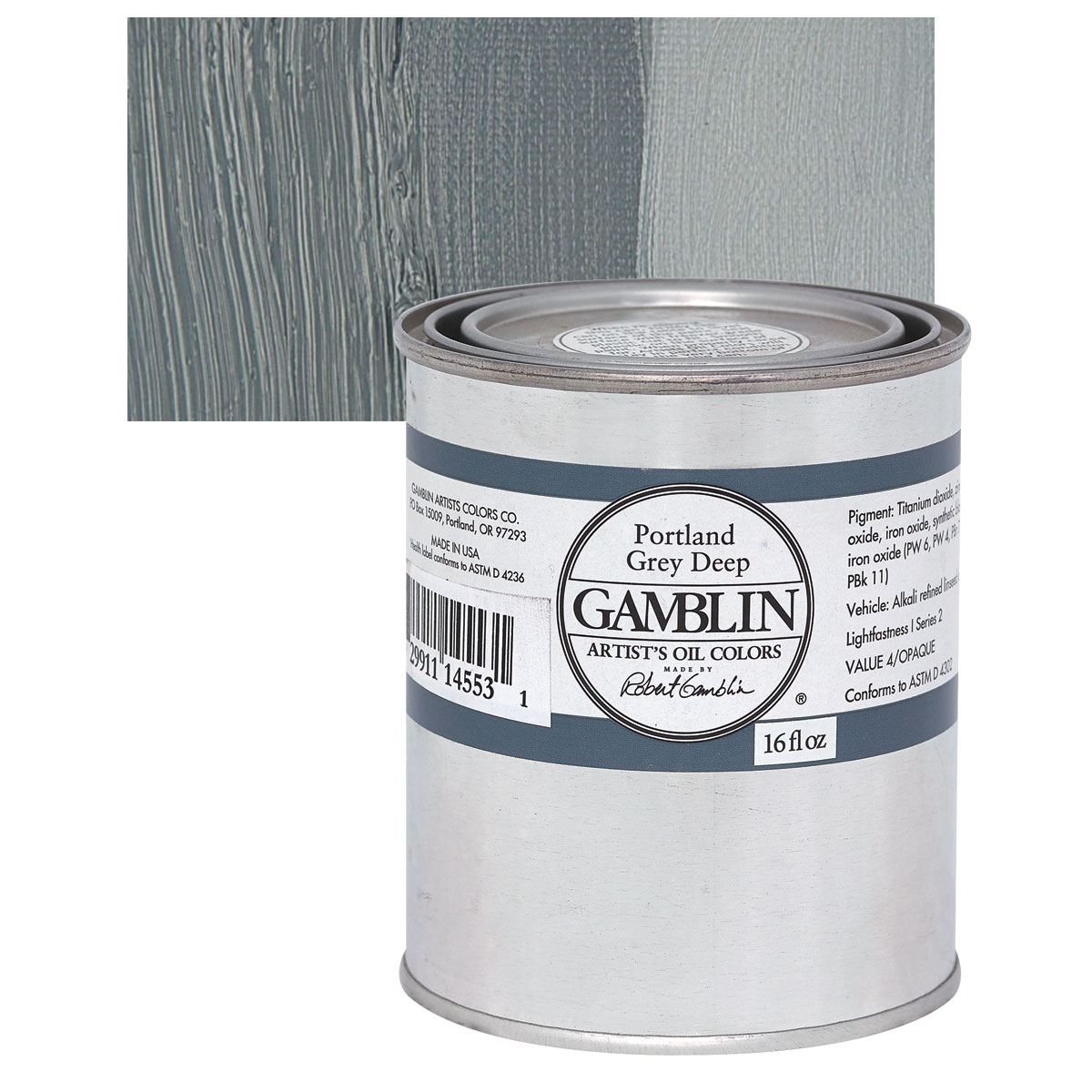 Gamblin Artist's Oil Color - Portland Gray Deep, 16 oz Can | BLICK Art ...