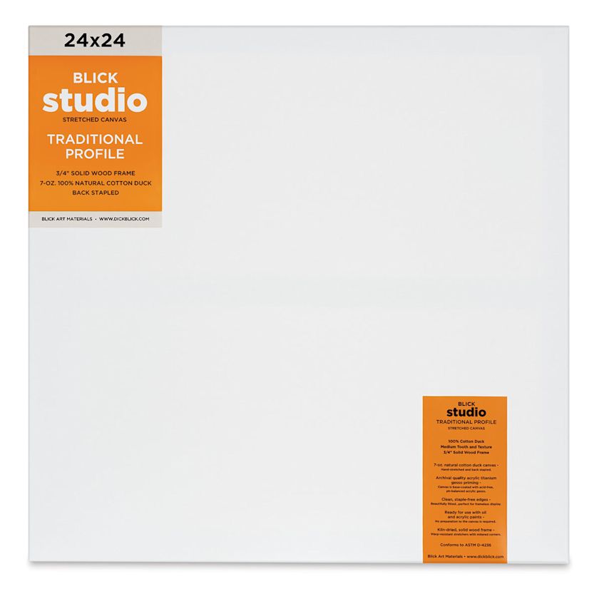 Blick Studio Stretched Cotton Canvas - Traditional Profile, 24" x 24 ...