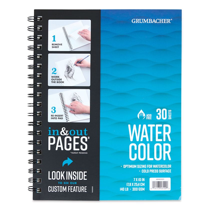 Grumbacher Watercolor In & Out Pad - 10" x 7", 30 Sheets, 140 lb ...