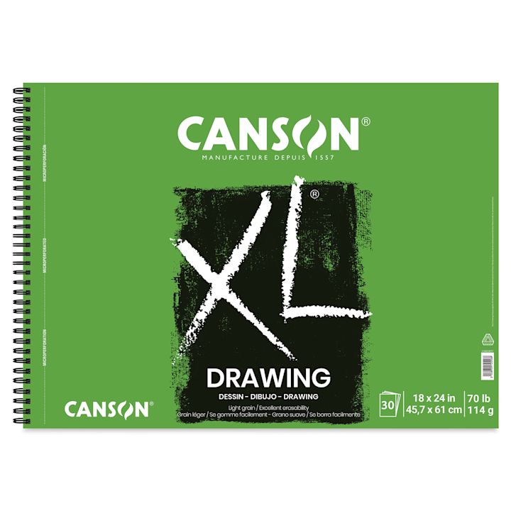 Canson XL Drawing Pad - 70 lb, Wirebound Top, 30 Sheets, 18" x 24 ...