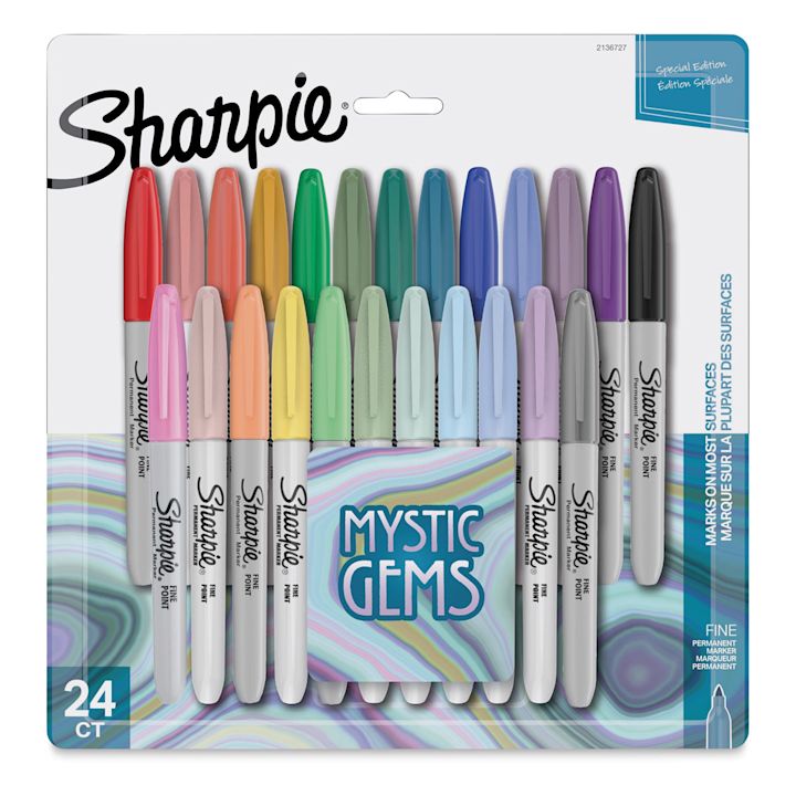 Sharpie Fine Point Permanent Markers - Mystic Gem Colors, Set of 24 ...