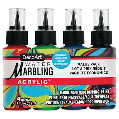DecoArt Water Marbling Acrylic Paint - Modern Brights, Set of 4, 2 oz ...
