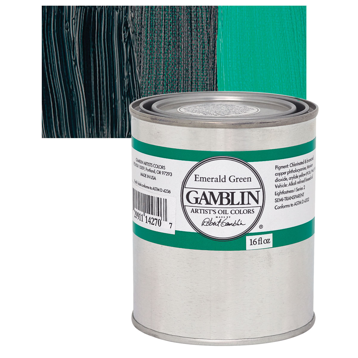 Gamblin Artist's Oil Color - Emerald Green, 16 oz Can | BLICK Art Materials