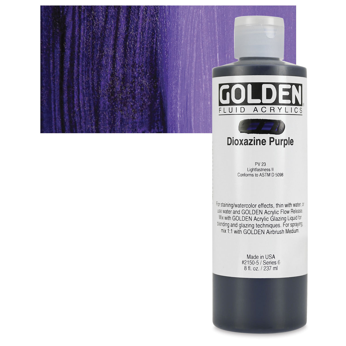 Golden Fluid Acrylics - Dioxazine Purple, 8 oz bottle | BLICK Art Materials