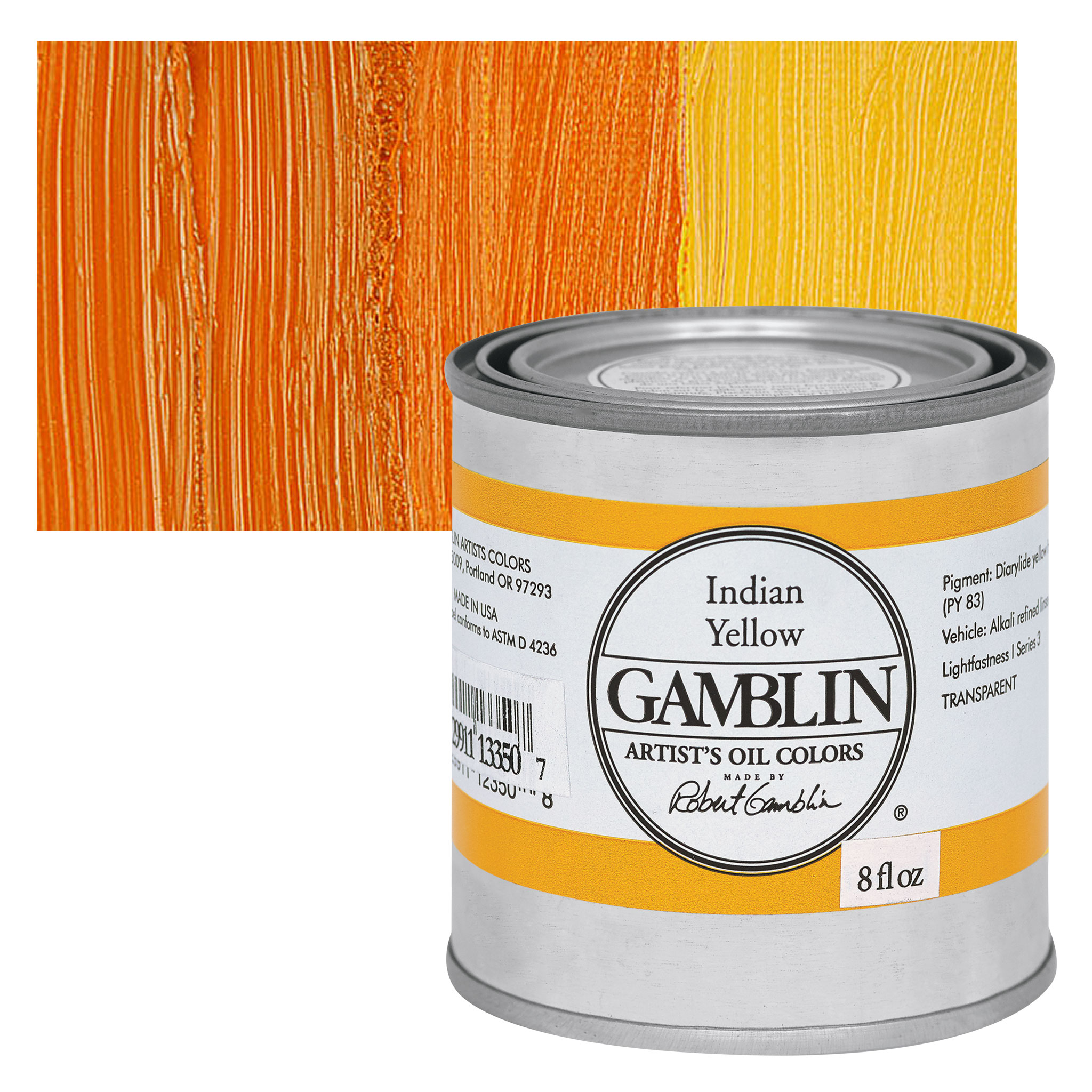 Gamblin Artist's Oil Color - India Yellow, 8 oz Can | BLICK Art Materials