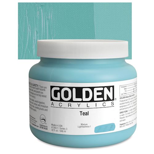 Golden Heavy Body Artist Acrylics - Teal, 32 oz Jar | BLICK Art Materials