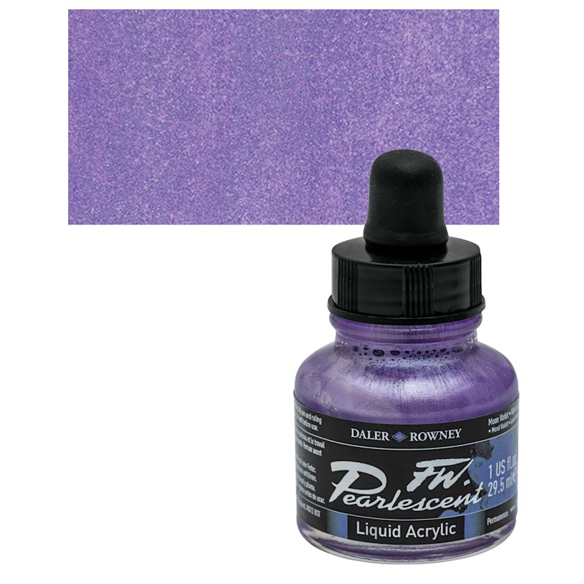 Daler-Rowney FW Pearlescent Liquid Acrylic Artist's Ink - 1 oz, Moon ...