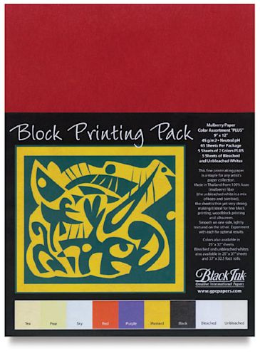 Black Ink Block Printing Pack - 9" x 12", Assorted, 45 Sheets | BLICK ...