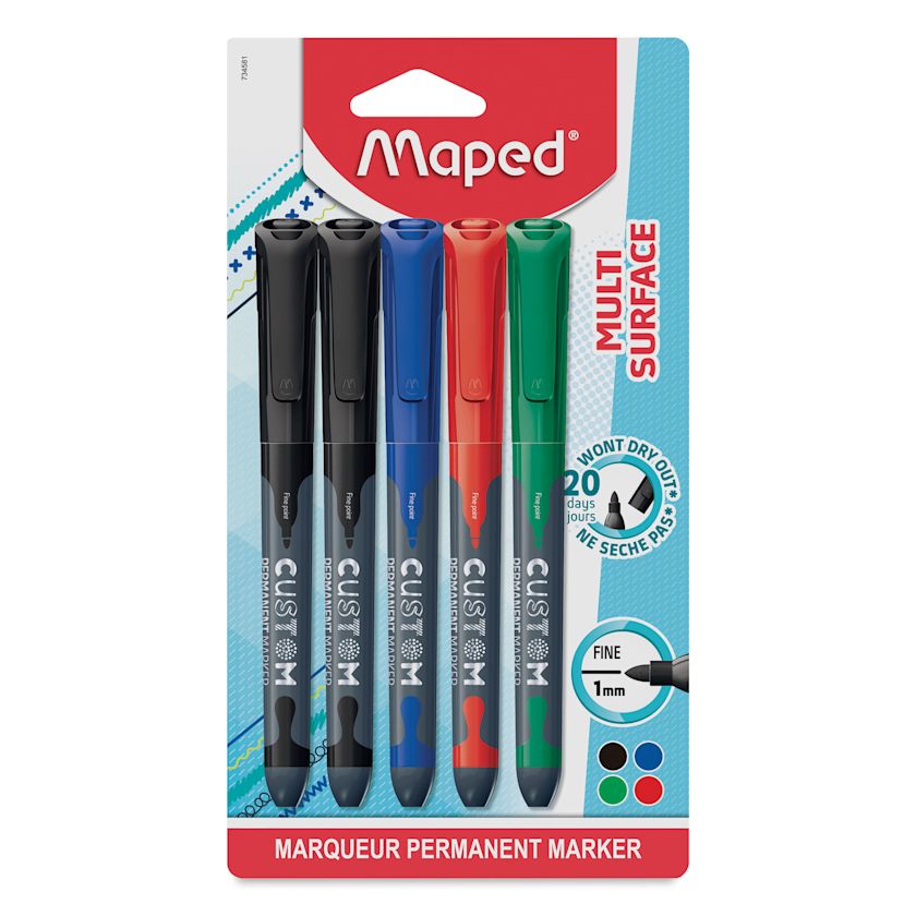 Maped Custom Permanent Markers - Assorted Colors, Set of 5 | BLICK Art ...