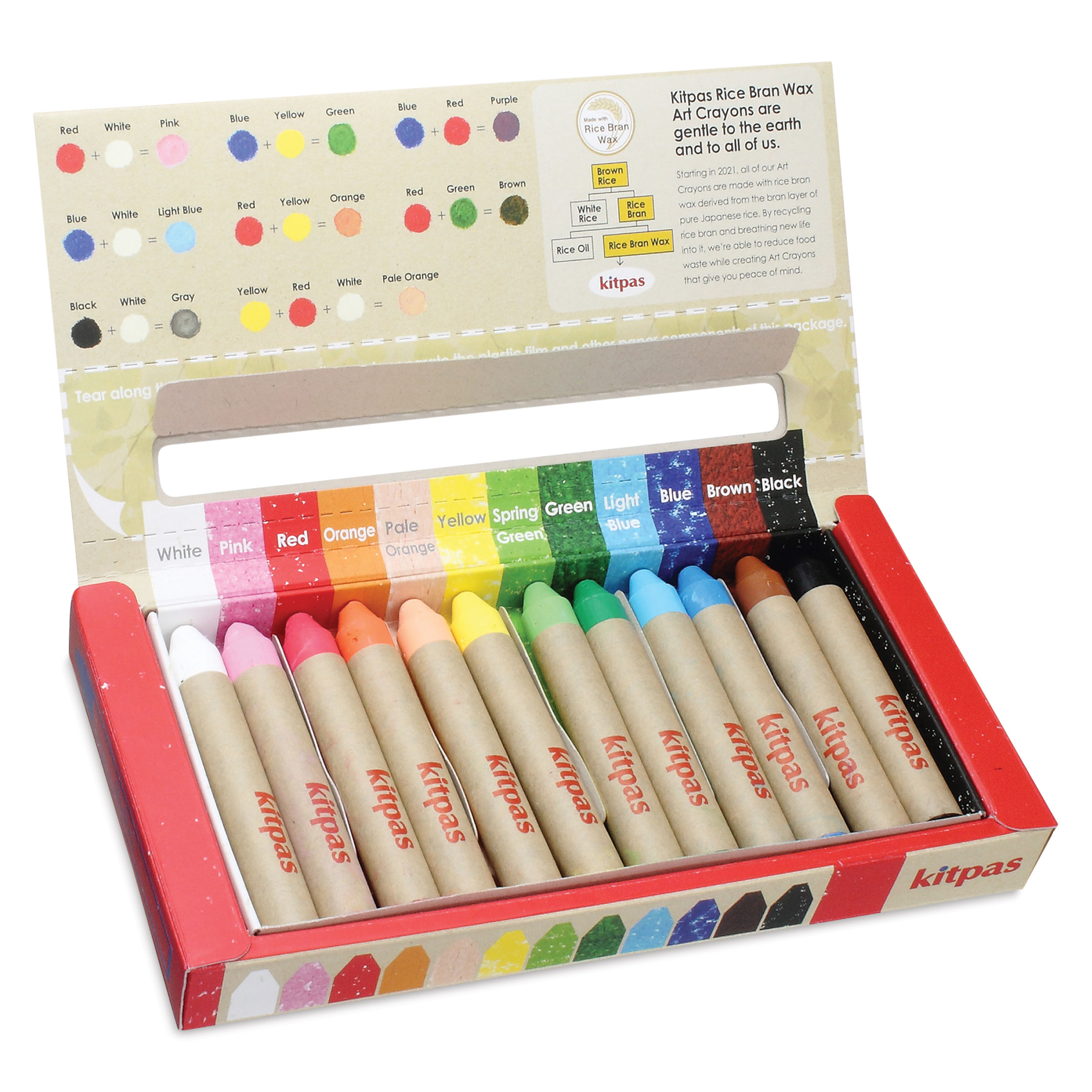 Kitpas Rice Wax Crayons - Assorted, Set of 12 | BLICK Art Materials