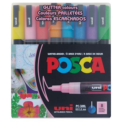 Uni Posca Paint Markers - Glitter, Set of 8, Fine Tip | BLICK Art Materials